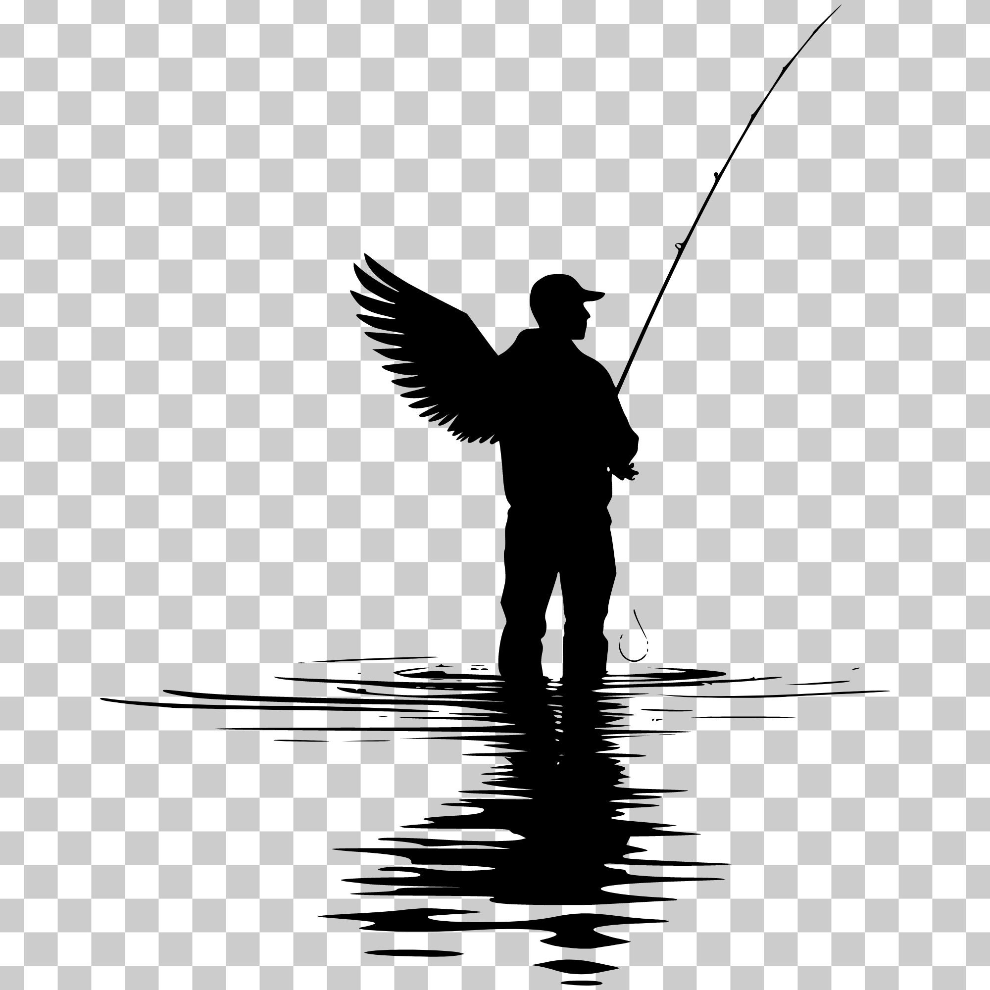 Fishing in Heaven Svg, Fishing Memorial Png, Fisherman Wings Svg ...