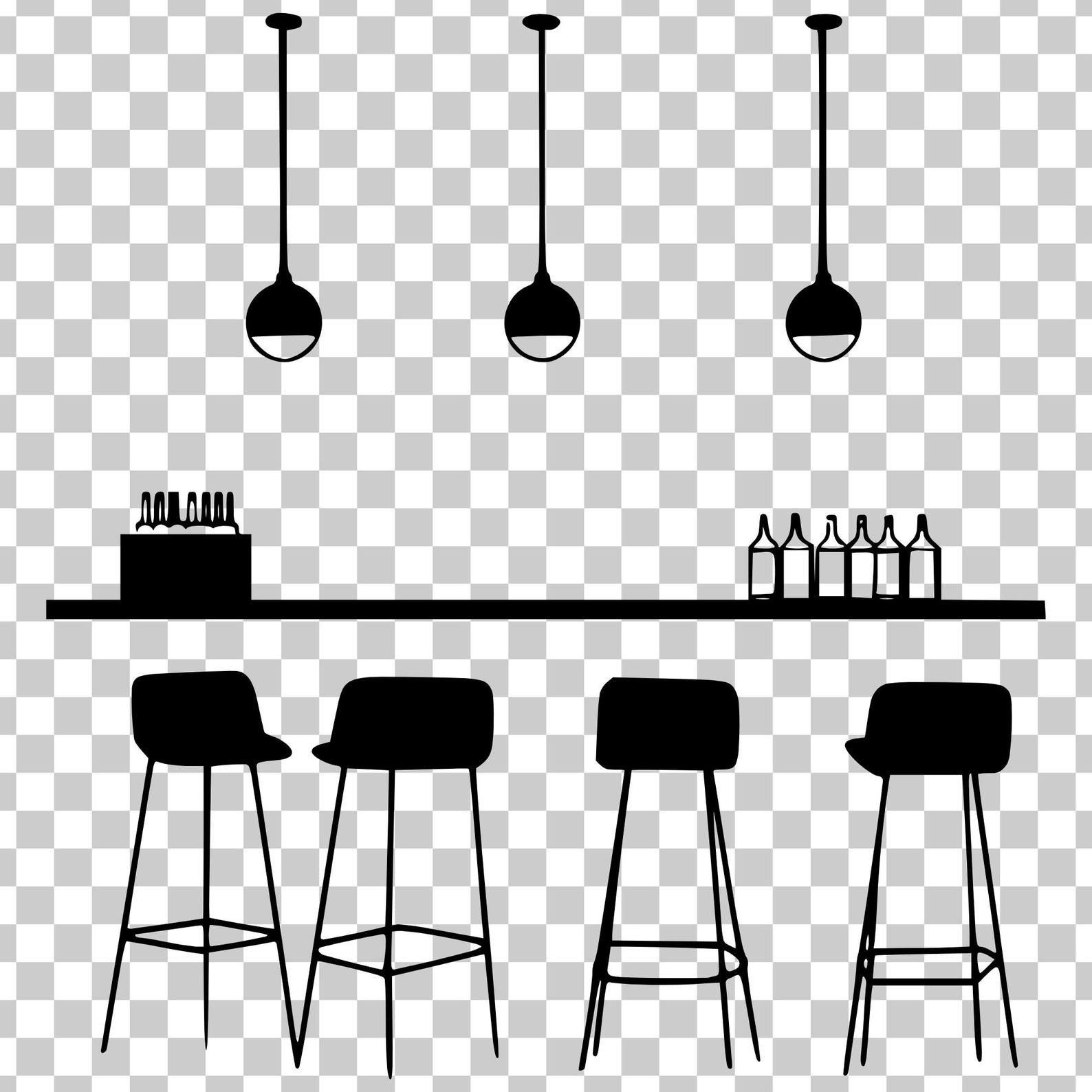 Cocktail Bar Svg, Bar Counter With Stools Svg, Modern Bar Svg Vector ...