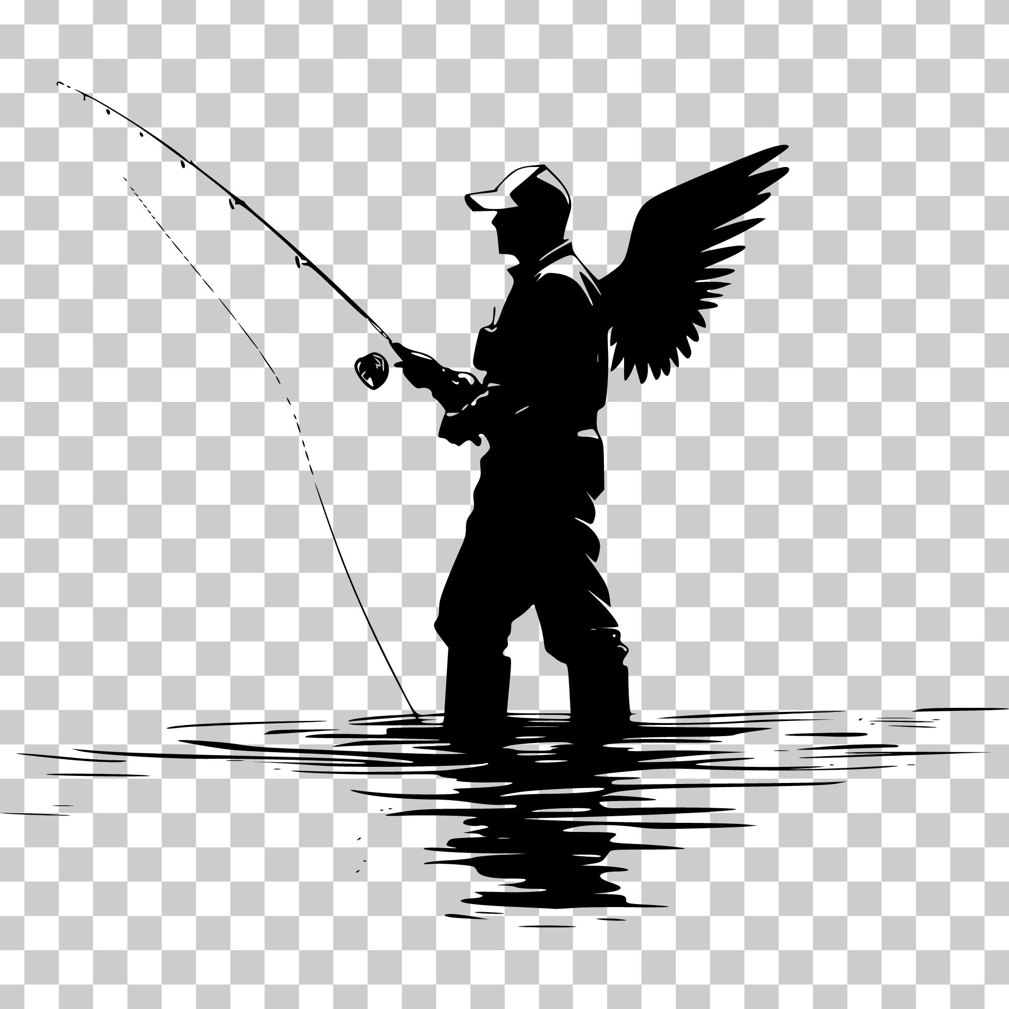 Fishing in Heaven Svg, Fishing Memorial Png, Fisherman Wings Svg ...