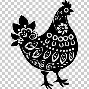 Scandi Chicken Svg, Folk Art Chicken Svg, Country Hen Svg, Folk Art ...