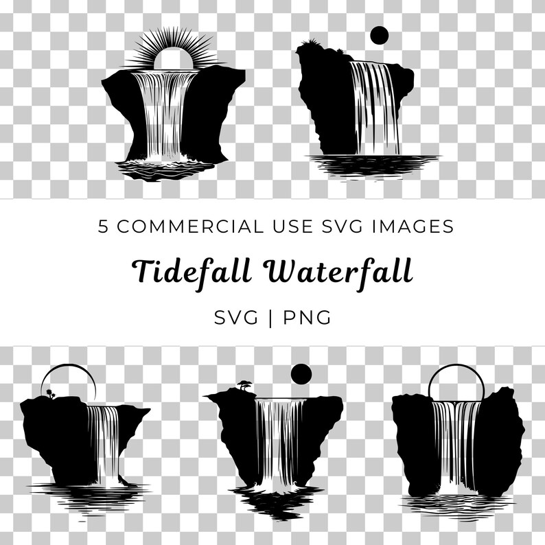 Tidefall Waterfall Svg, Ocean Waterfall Vector, Coastal Waterfall Svg ...