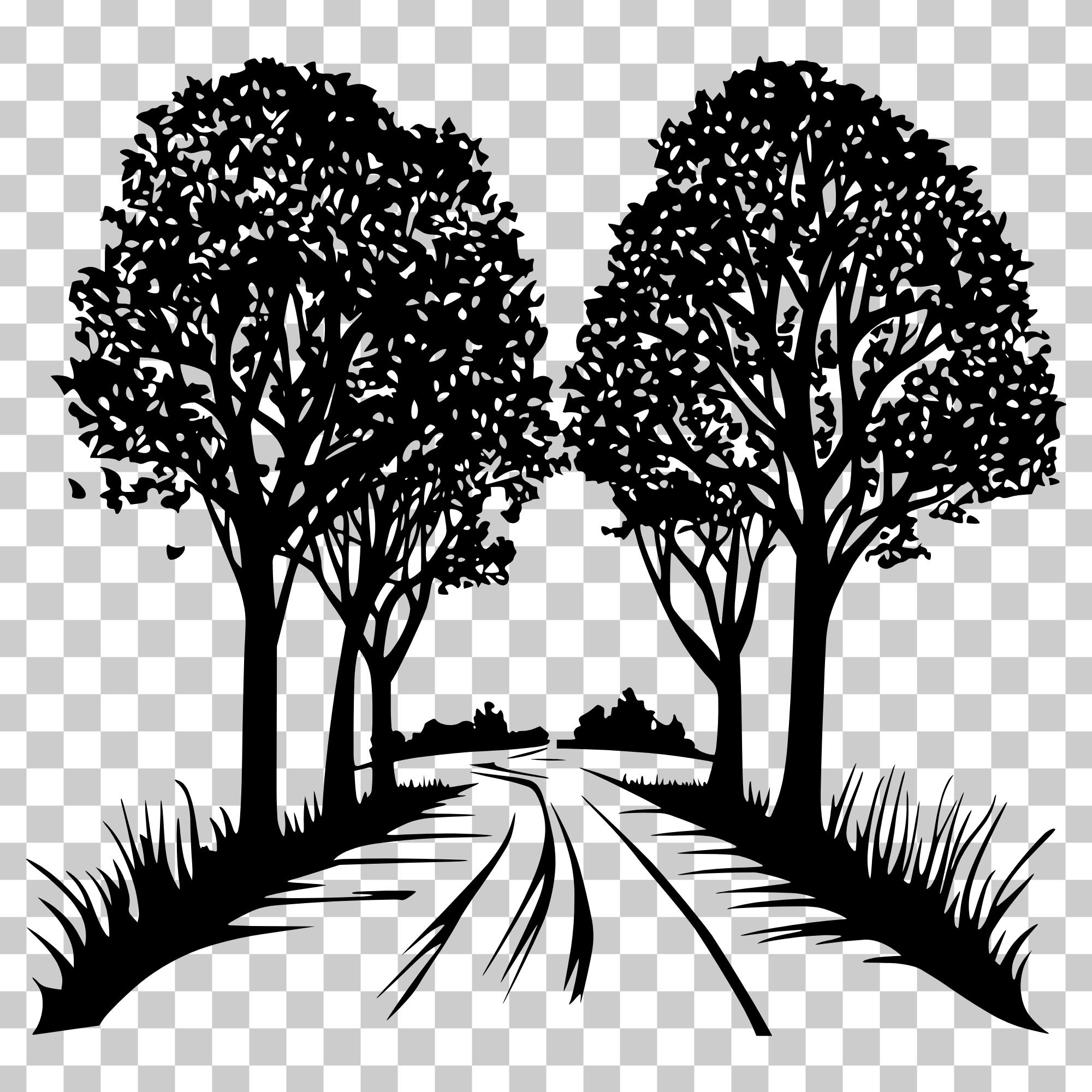 Tree Lined Pathway Svg, Forest Lane Vector, Avenue of Trees Svg ...
