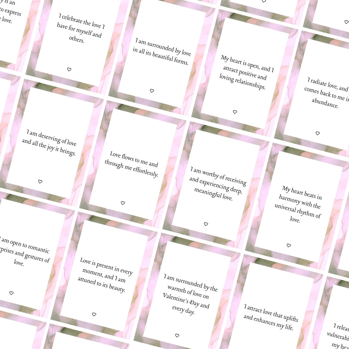 Valentines Day Affirmation Cards, Printable PDF, Self Love and Self ...