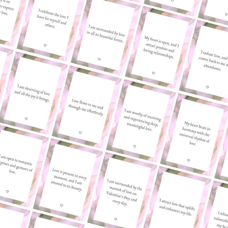 Valentines Day Affirmation Cards, Printable PDF, Self Love and Self ...