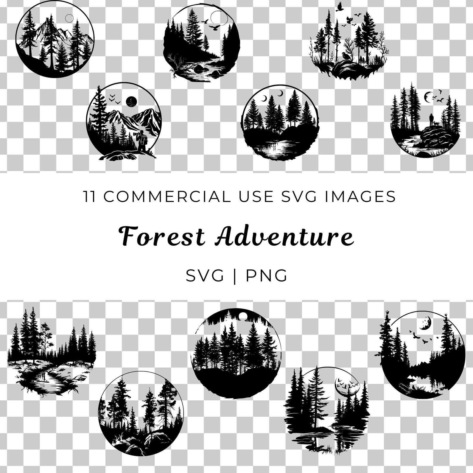 Mountain Forest Svg, Outdoor Svg, Adventure Explore Svg Bundle, Pine ...