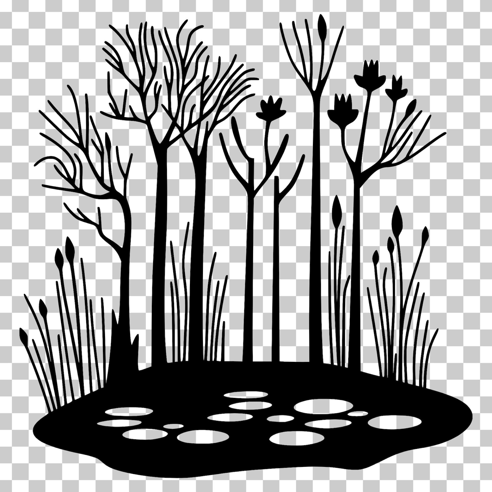 Wetlands and Swamps Svg, Nature Habitat Svg, Marshland Scene Vector ...