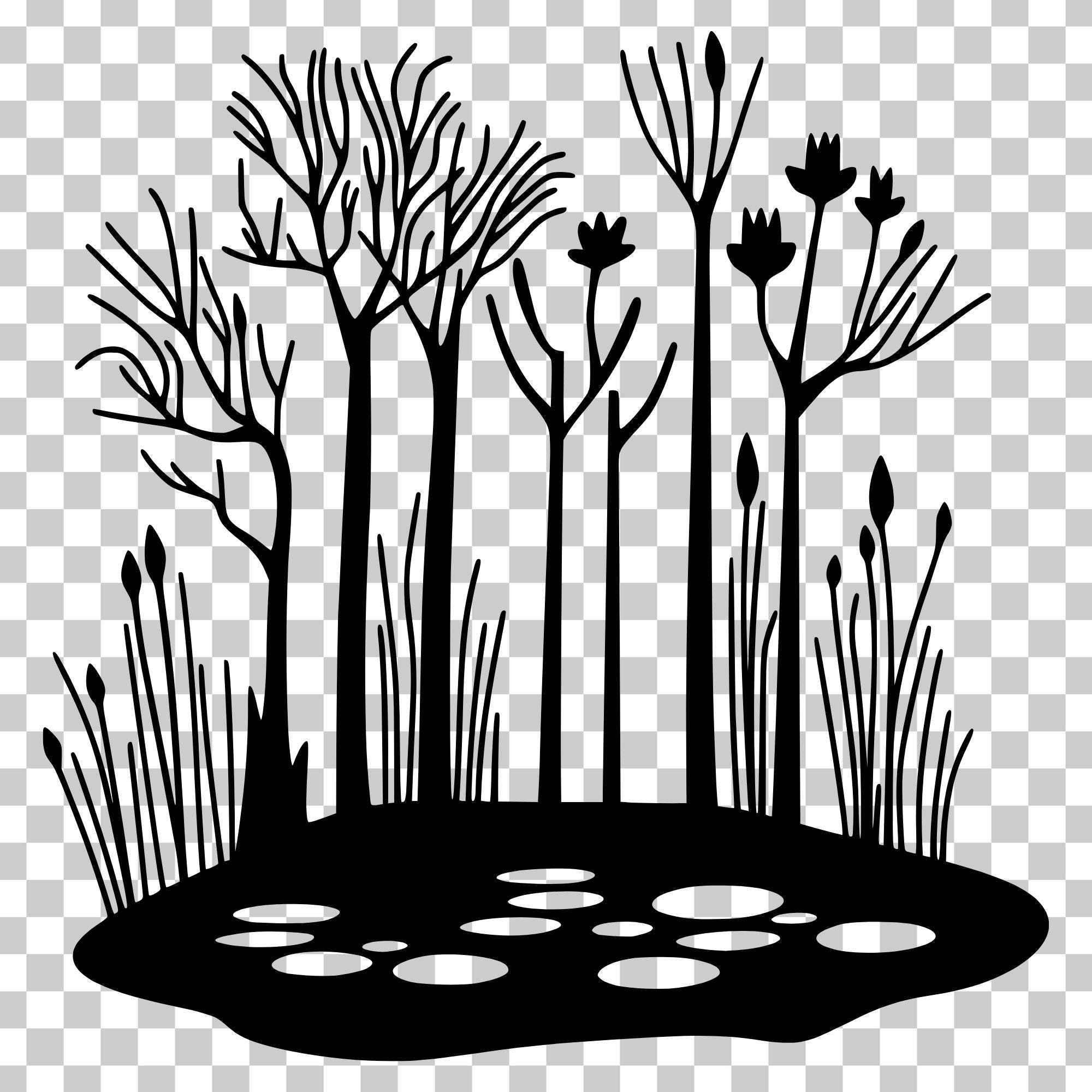 Wetlands and Swamps Svg, Nature Habitat Svg, Marshland Scene Vector ...