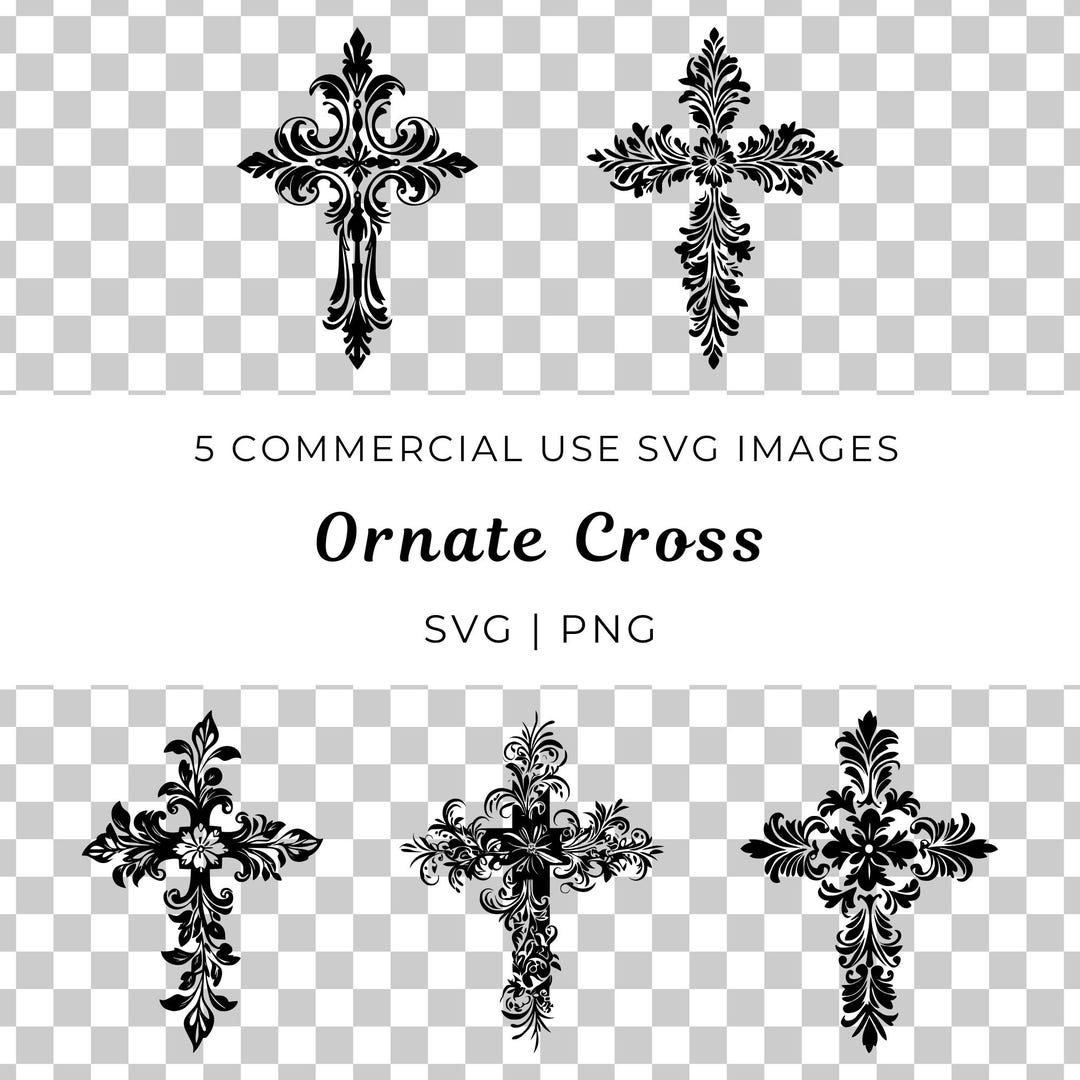 Ornate Cross Svg, Decorative Cross Svg, Religious Svg Design, Christian ...