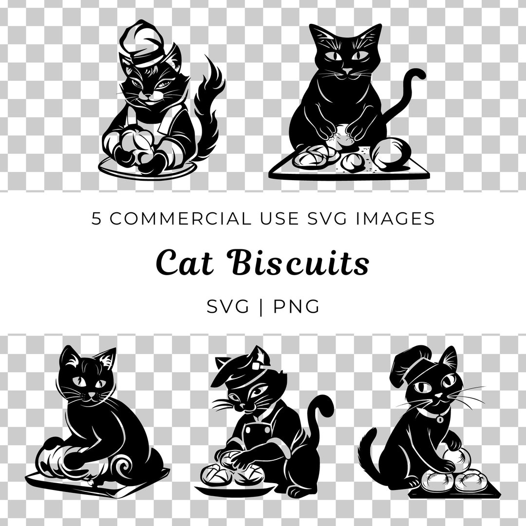 Cat Biscuits Svg Png | Cat Lover Design | Cat Making Biscuits Svg | Cat ...