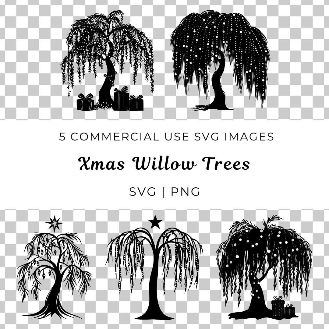 Christmas Willow Tree Svg, Holiday Weeping Willow Tree Svg, Festive ...