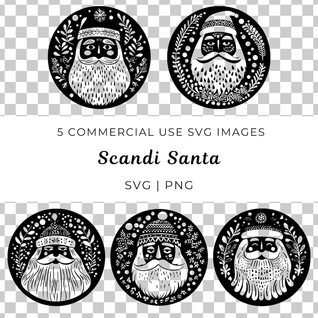 Scandi Santa Svg, Scandinavian Christmas Svg, Nordic Santa Clipart ...