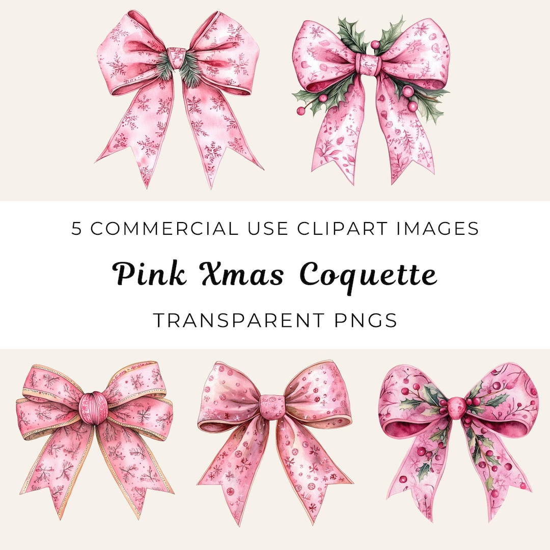 Christmas Coquette Bow Png, Pink Coquette Clipart, Pink Christmas Png ...