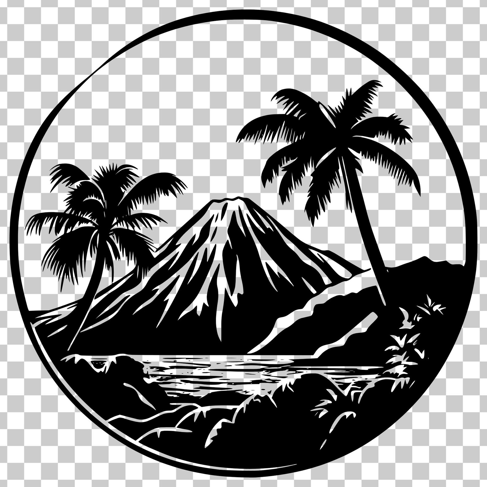Hawaiian Volcano Svg, Beach Scene Svg Bundle, Volcano Scene SVG, Palm ...