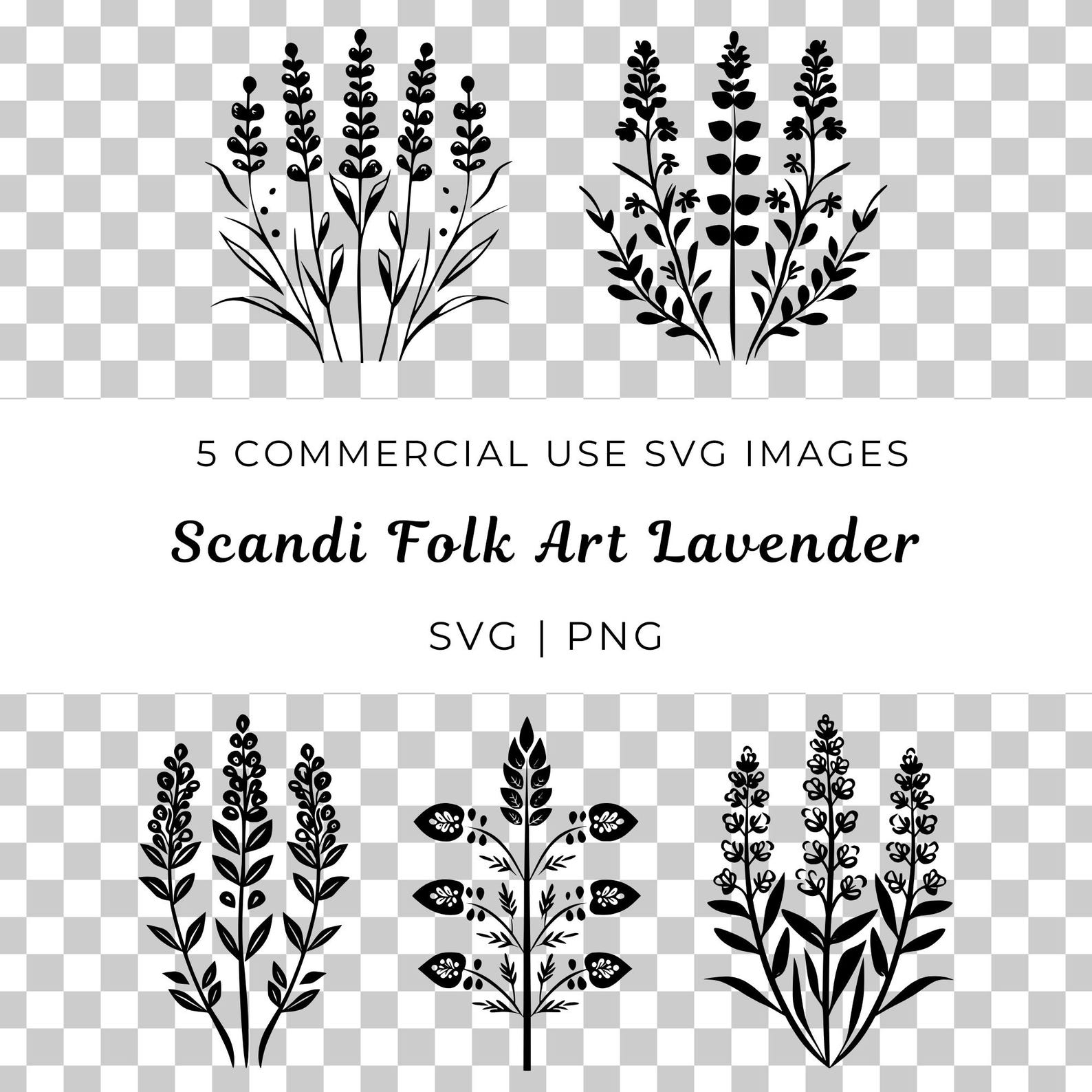 Scandi Lavender Svg, Folk Art Lavender Vector, Scandinavian Lavender ...