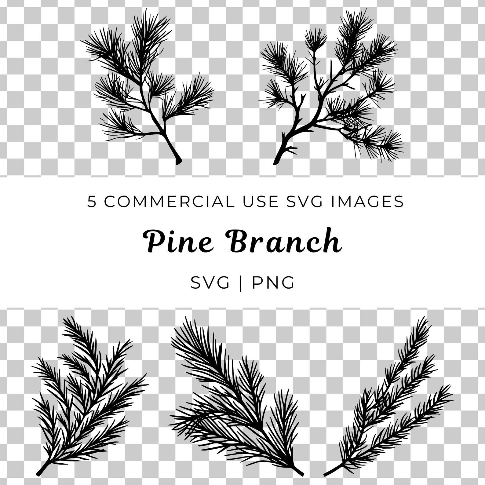 Rustic Pine Branch SVG, Winter Evergreen Vector (digital Download) - Etsy