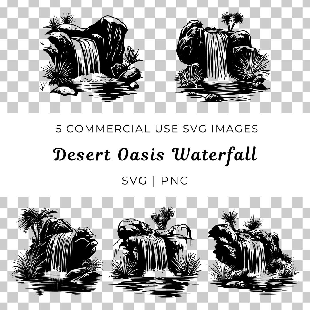 Desert Oasis Waterfall Svg, Tropical Oasis Svg, Desert Rapids Svg ...