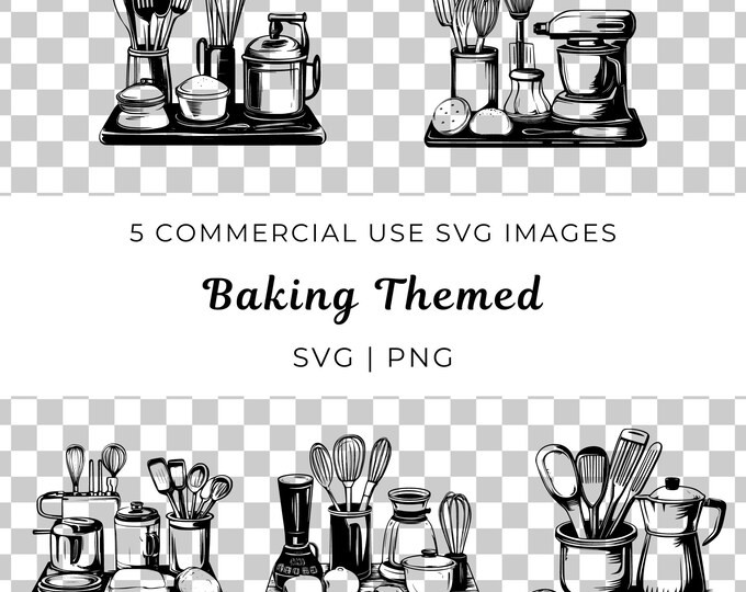 Baking Svg, Bakery Svg, Cooking Svg, Kitchen Utensils Svg, Silhouette ...