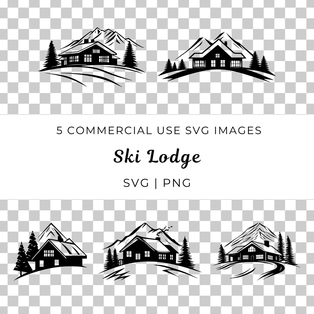 Ski Lodge Svg, Mountain Cabin Vector, Cozy Snowy Chalet Svg, Snowy ...