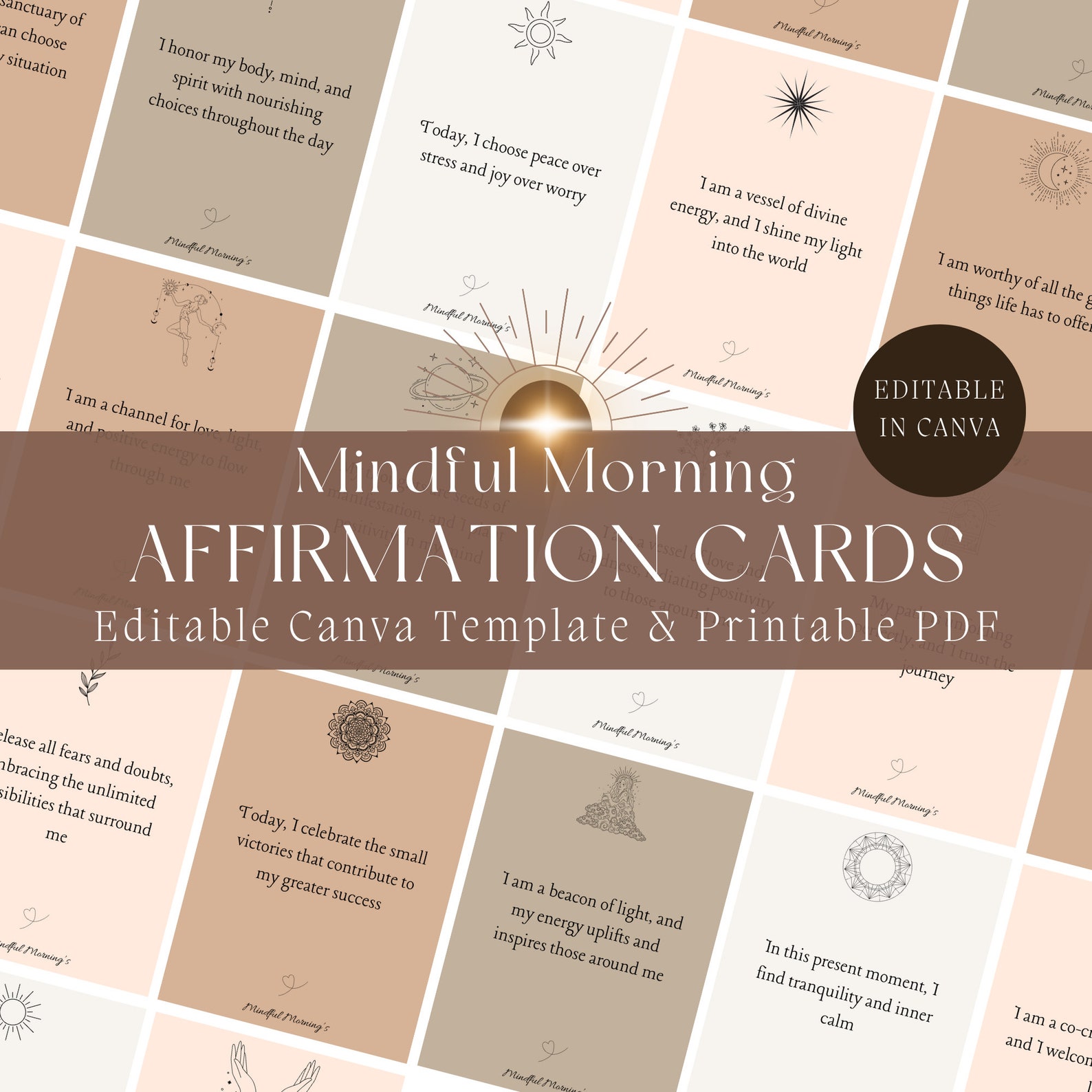 Positive Affirmation Cards, Printable Quotes, Editable Canva Template ...