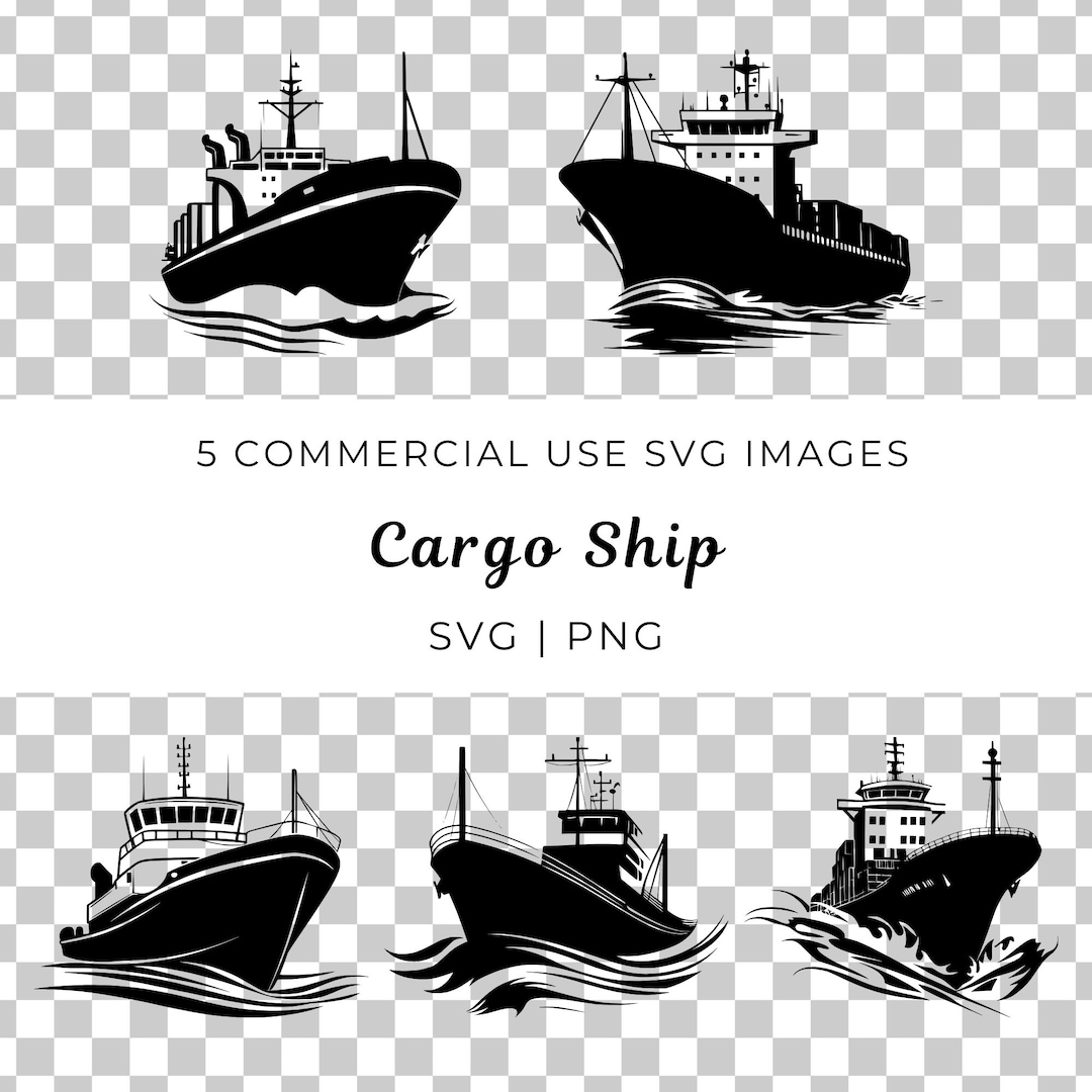 Cargo Ship Vector, Freight Vessel Vector, Shipping Industry Svg, Large ...