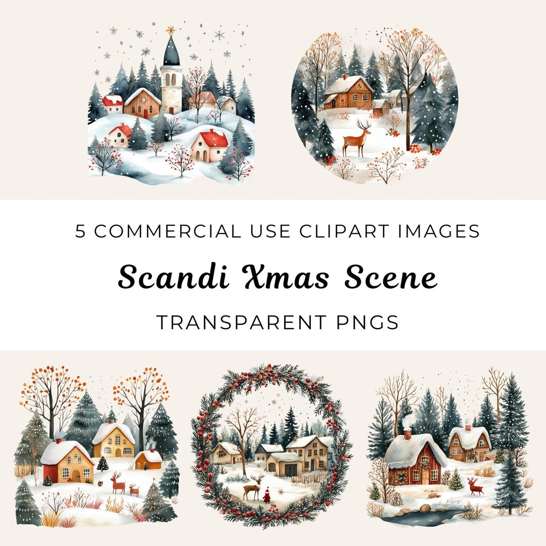 Scandi Christmas Scene Png, Scandinavian Christmas Png, Winter ...