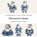 Chinoiserie Santa Png, Blue Toile Xmas, Santa Toile Pattern, Elegant ...