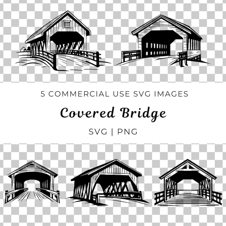 Covered Bridge Svg, Wooden Bridge Vector, Rustic Bridge Svg, Roofed ...