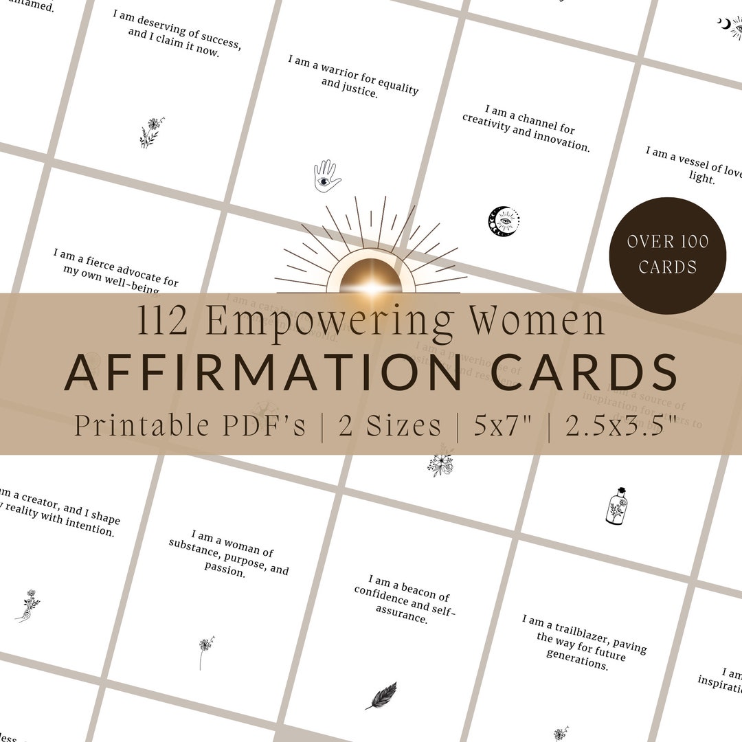 112 Empowering Women Affirmations, Over 100 Printable Cards ...