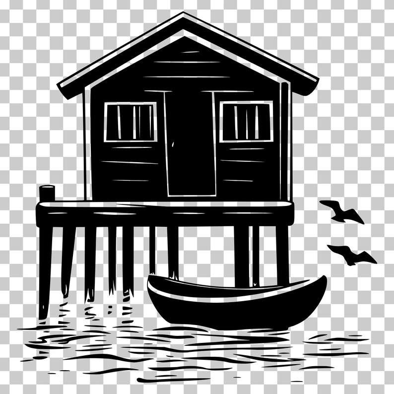 Boathouse Vector SVG, Waterfront Building Clipart (digital Download) - Etsy