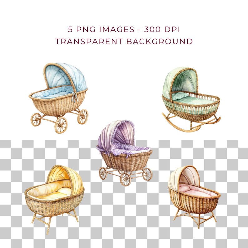 Baby Bassinet Clipart, Newborn Bed Png, Baby Cradle Clipart, Infant ...
