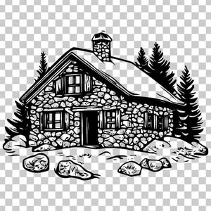 Mountain Chalet Svg, Alpine Cabin Svg, Rustic Chalet Svg, Snowy ...