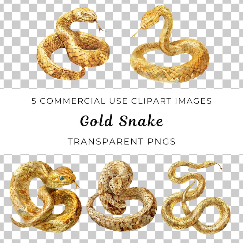 Gold Snake Png, Watercolor Snake Png, Reptile Png, Watercolor Gold ...
