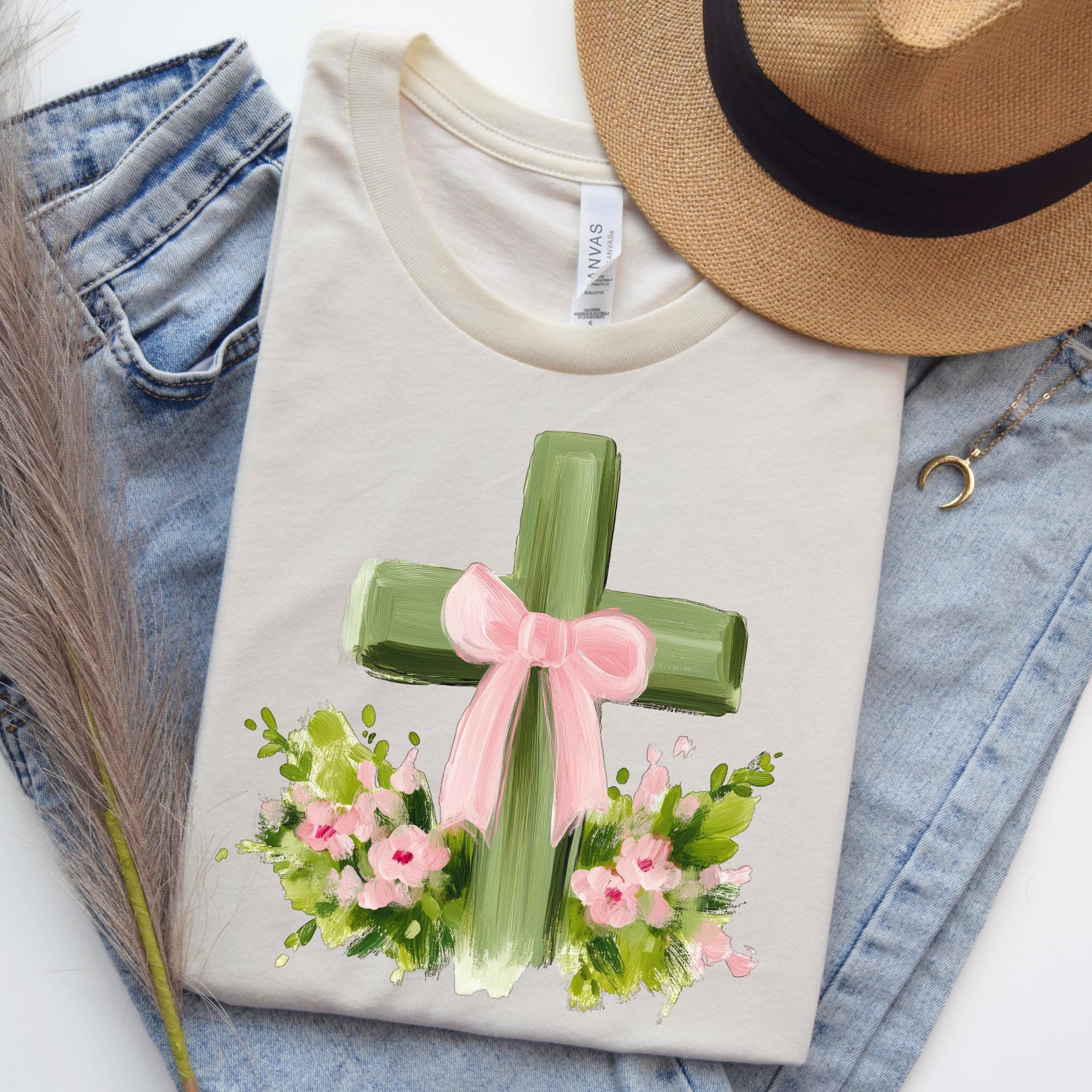 Religious Cross With Flowers, Easter With Cross Png, Coquette Bow Png ...