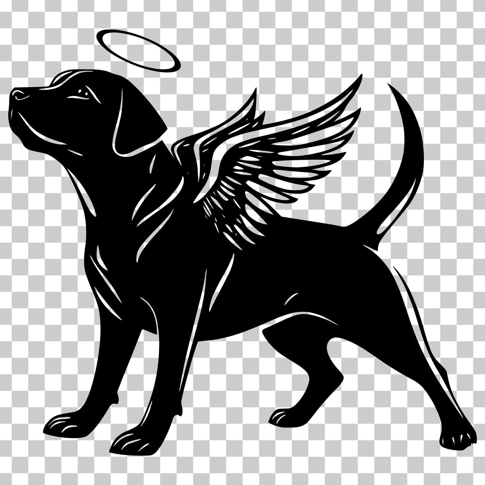 Black Lab With Angel Wings Vector, Heavenly Dog Svg, Black Labrador ...