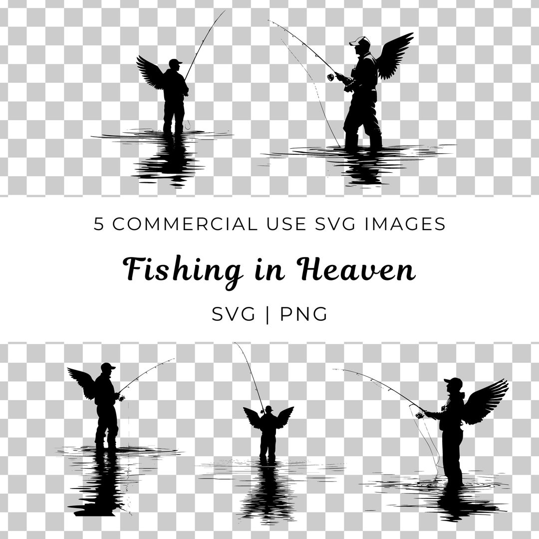 Fishing in Heaven Svg, Fishing Memorial Png, Fisherman Wings Svg ...