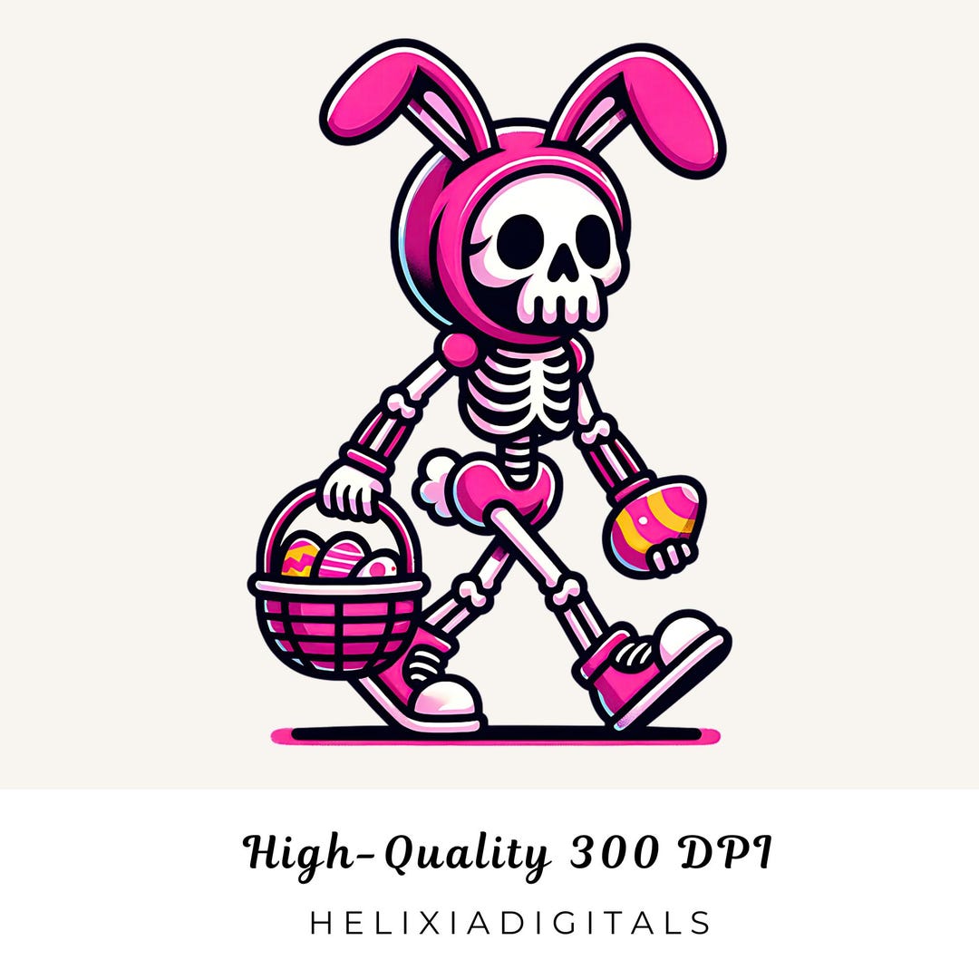 Cute Easter Skeleton Png, Spooky Easter Clipart, Retro Easter Spooky ...