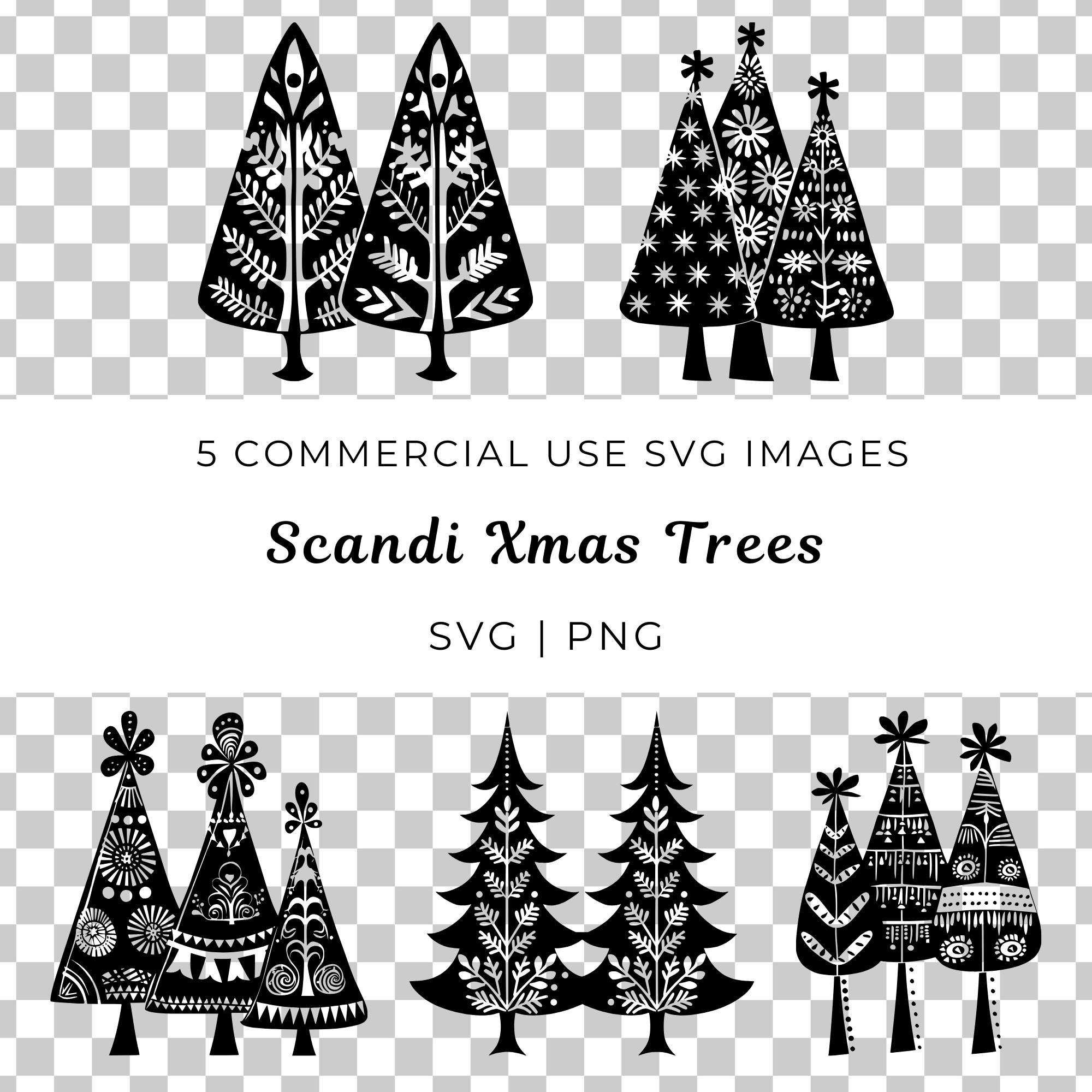 Scandi Folk Art Christmas Trees Svg, Scandinavian Christmas Tree Svg ...