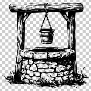Vintage Wishing Wells Svg, Rustic Well Vector, Classic Water Well Svg ...