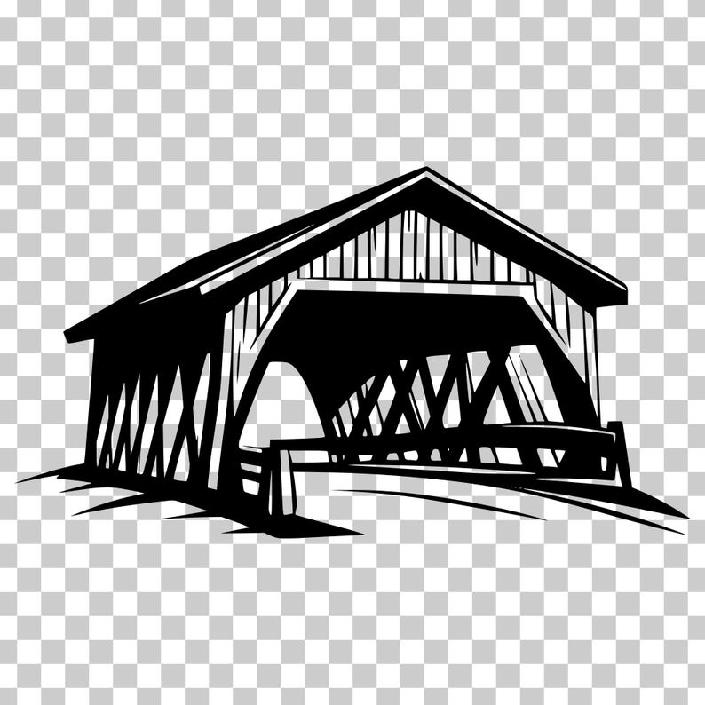 Covered Bridge Svg, Wooden Bridge Vector, Rustic Bridge Svg, Roofed ...