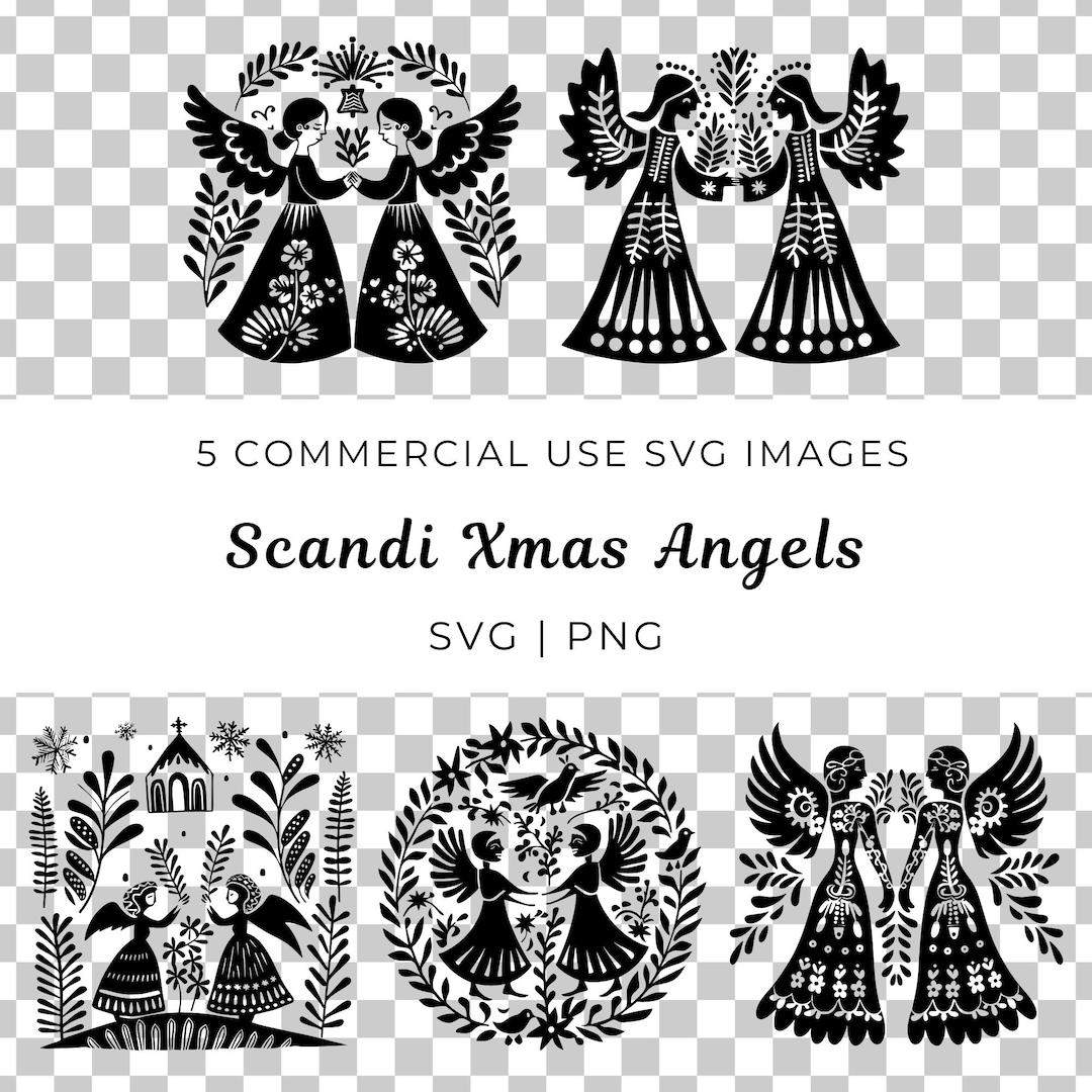Scandi Christmas Angels Svg, Nordic Angel Scene Svg, Christmas Angel ...