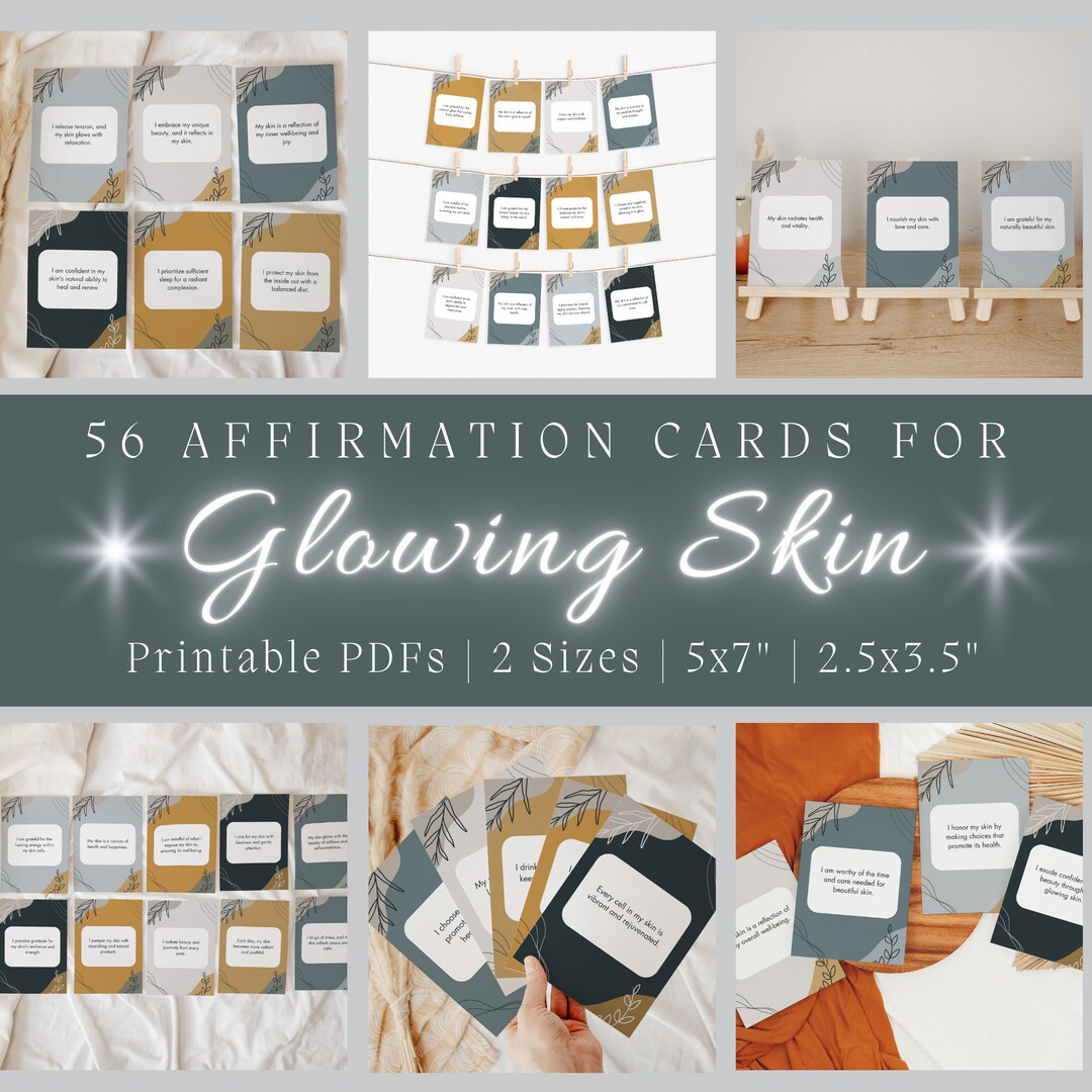 Glowing Skin Affirmation Cards, Printable Download, Daily Skincare ...