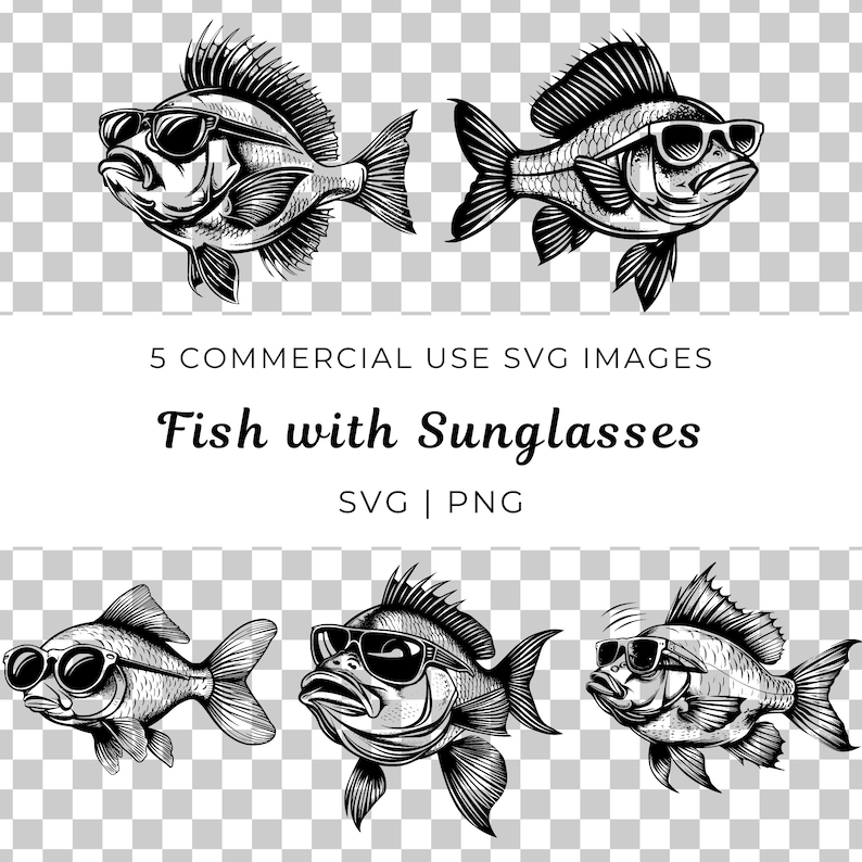 Fish With Sunglasses Svg, Fish Svg, Fishing Png, Fish Png, Commercial ...