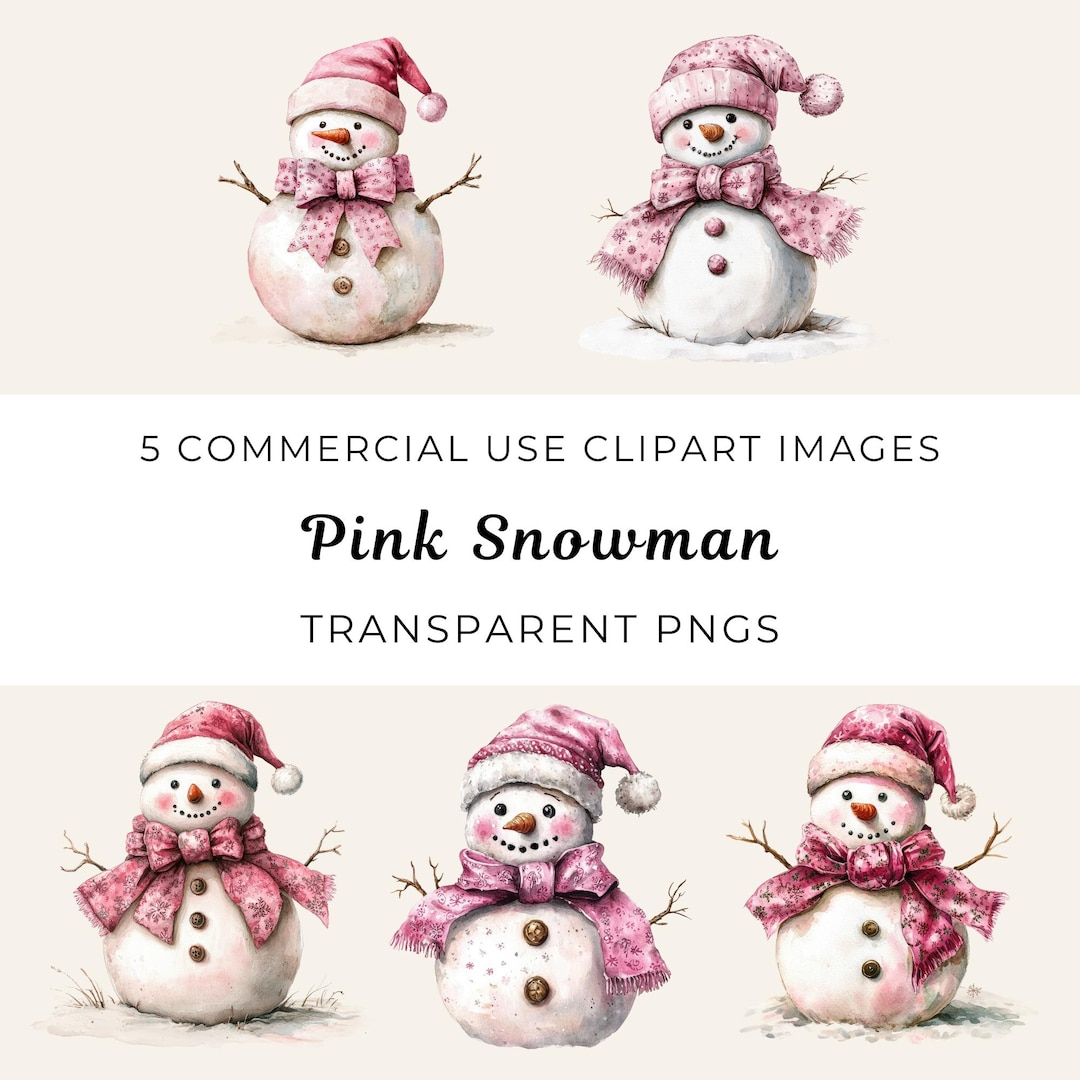 Pink Snowman Clipart, Pink Christmas Png, Cute Snowmen Png, Pink ...