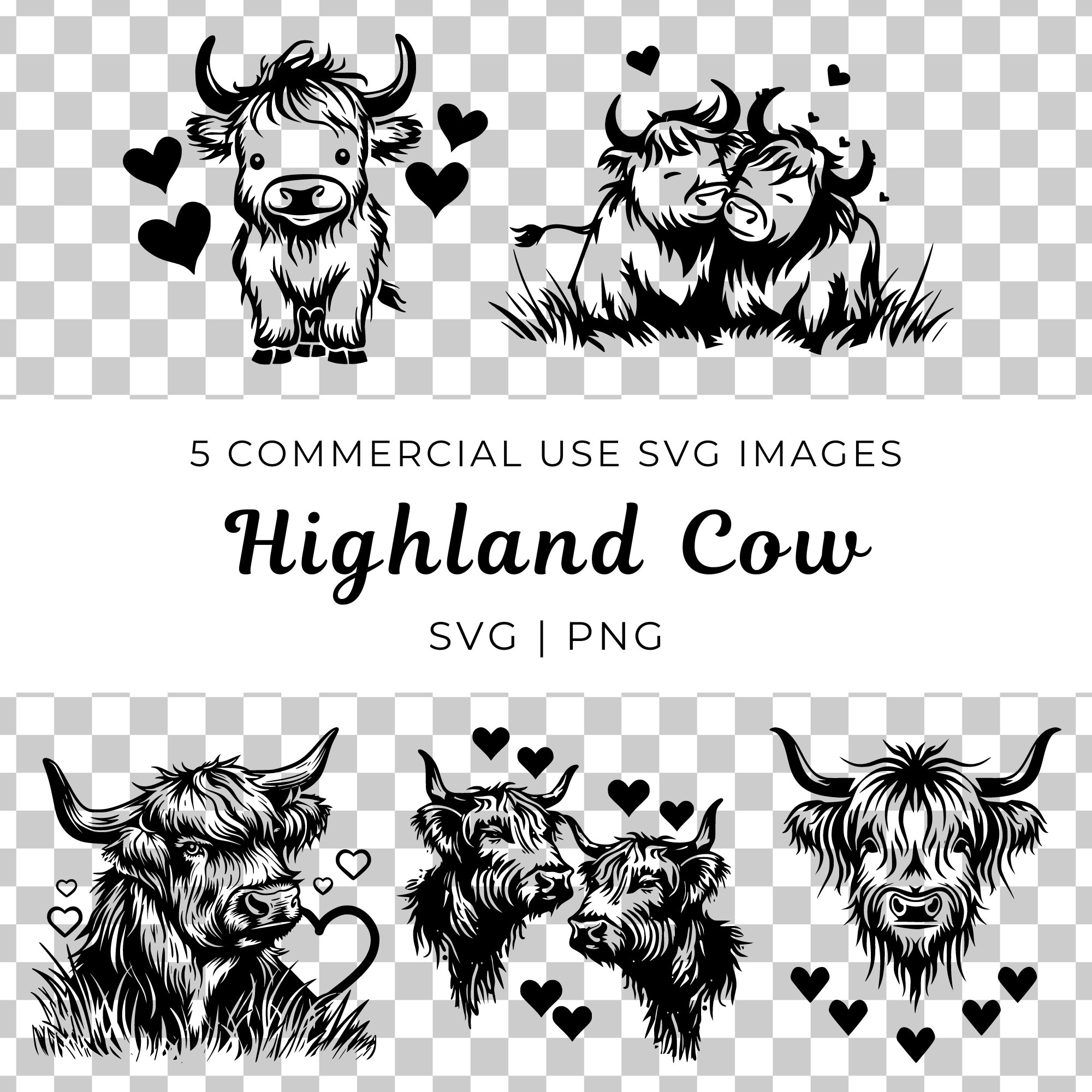 Highland Cow Svgs, Scottish Highlander PNG Images, Highland Cattle ...