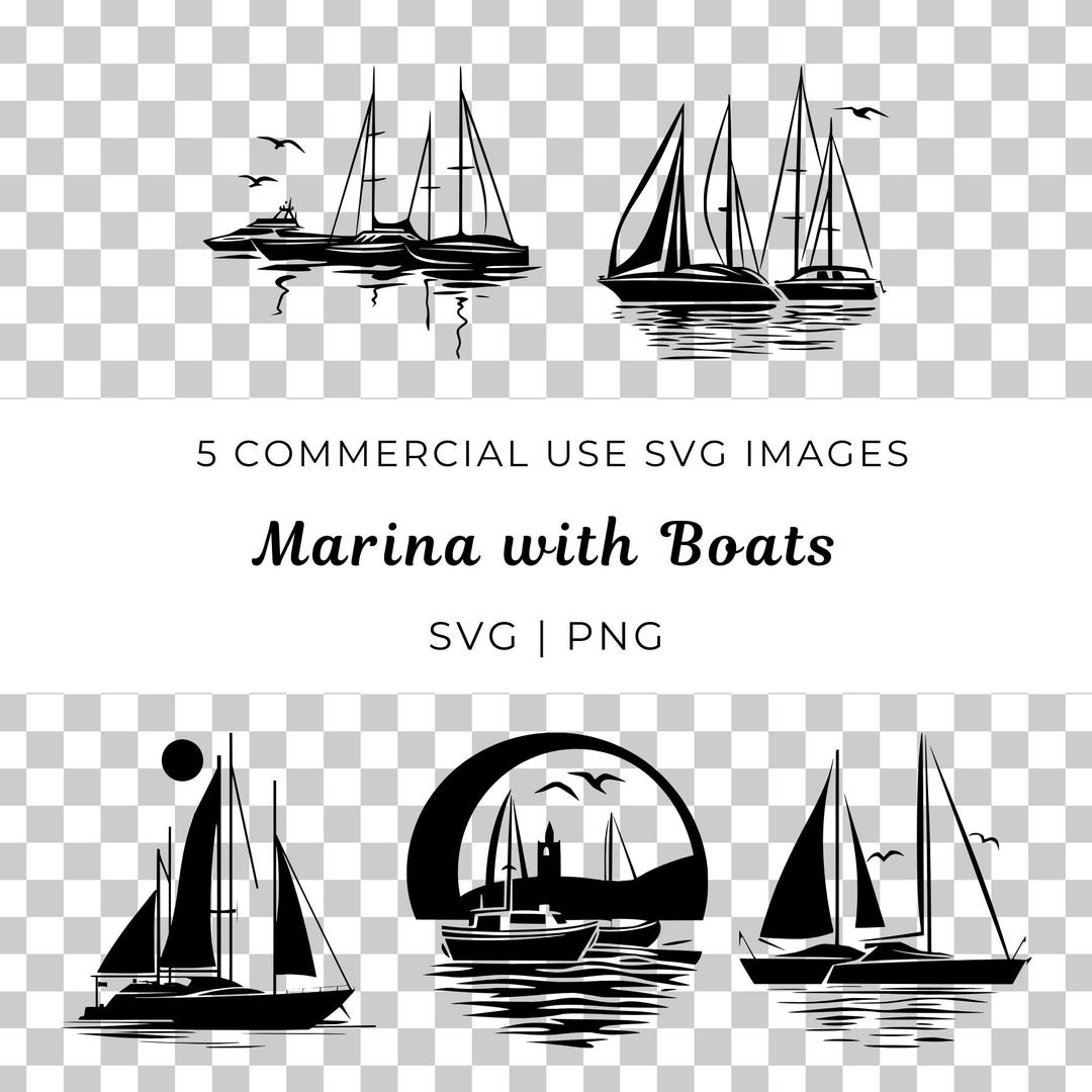 Marina Svg, Boat Dock Vector, Marina Scene Svg, Waterfront Svg, Yacht ...