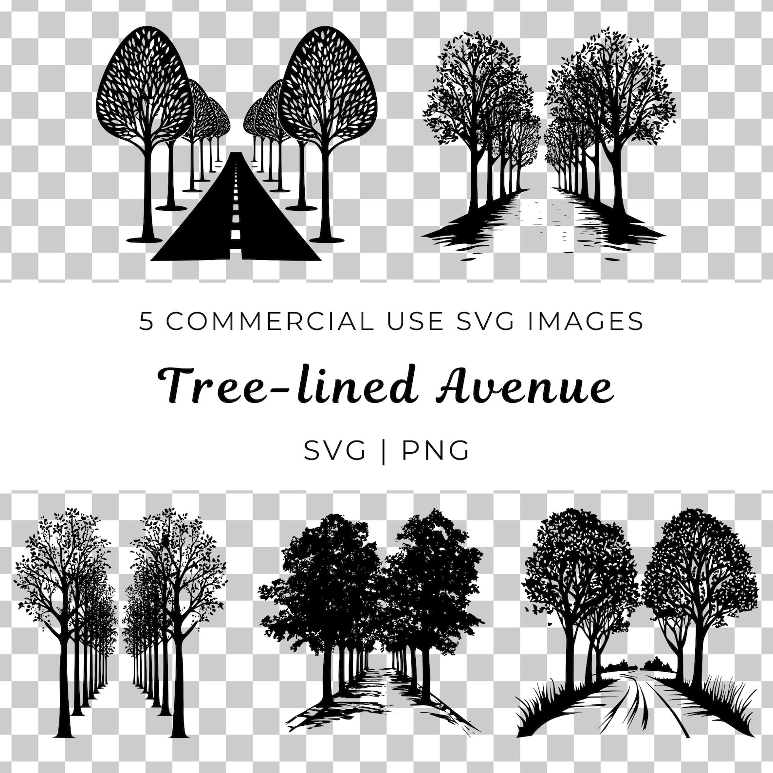 Tree Lined Pathway Svg, Forest Lane Vector, Avenue of Trees Svg ...