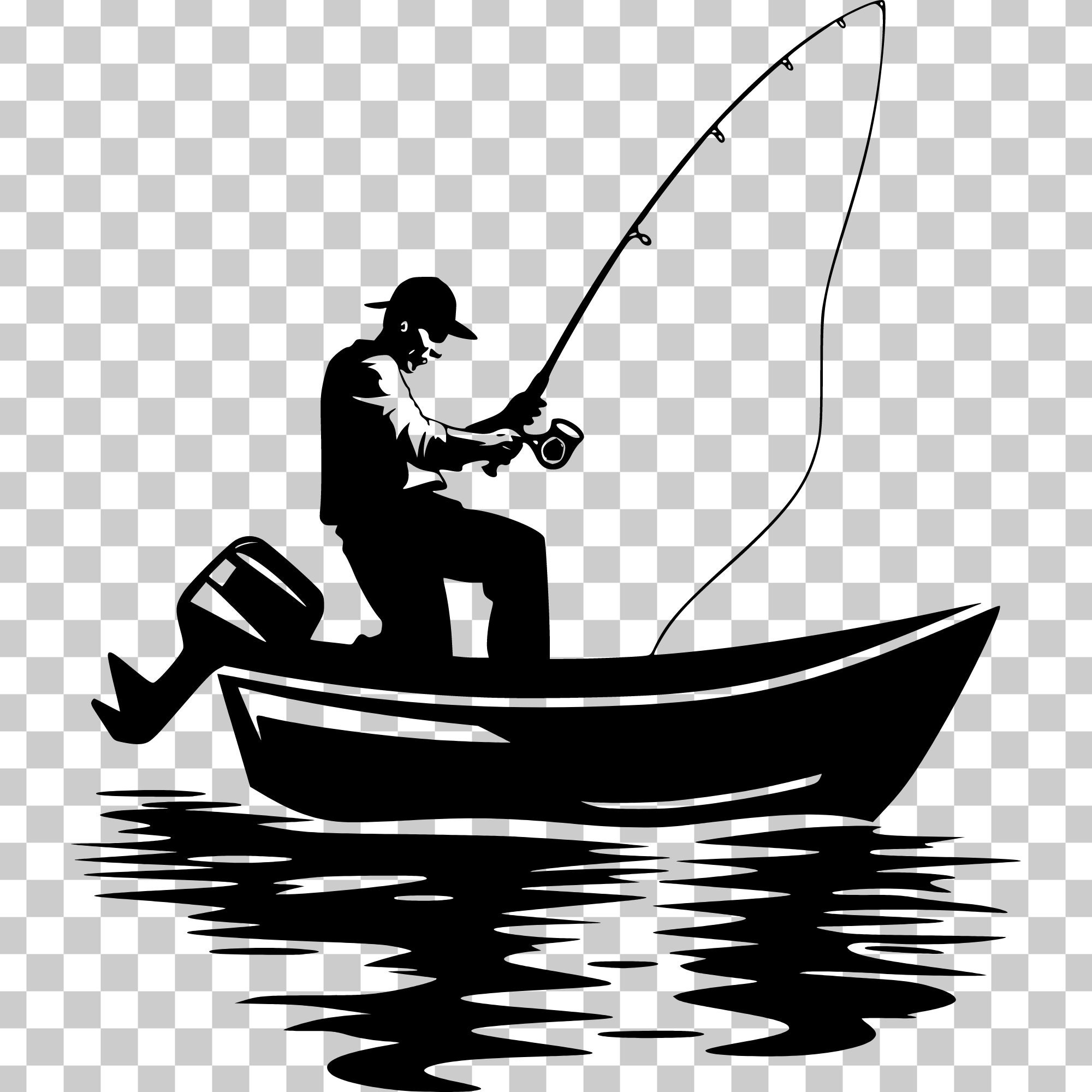 Man in a Fishing Boat Svg Fishing Boat Png Man Fishing Vector Fishing ...