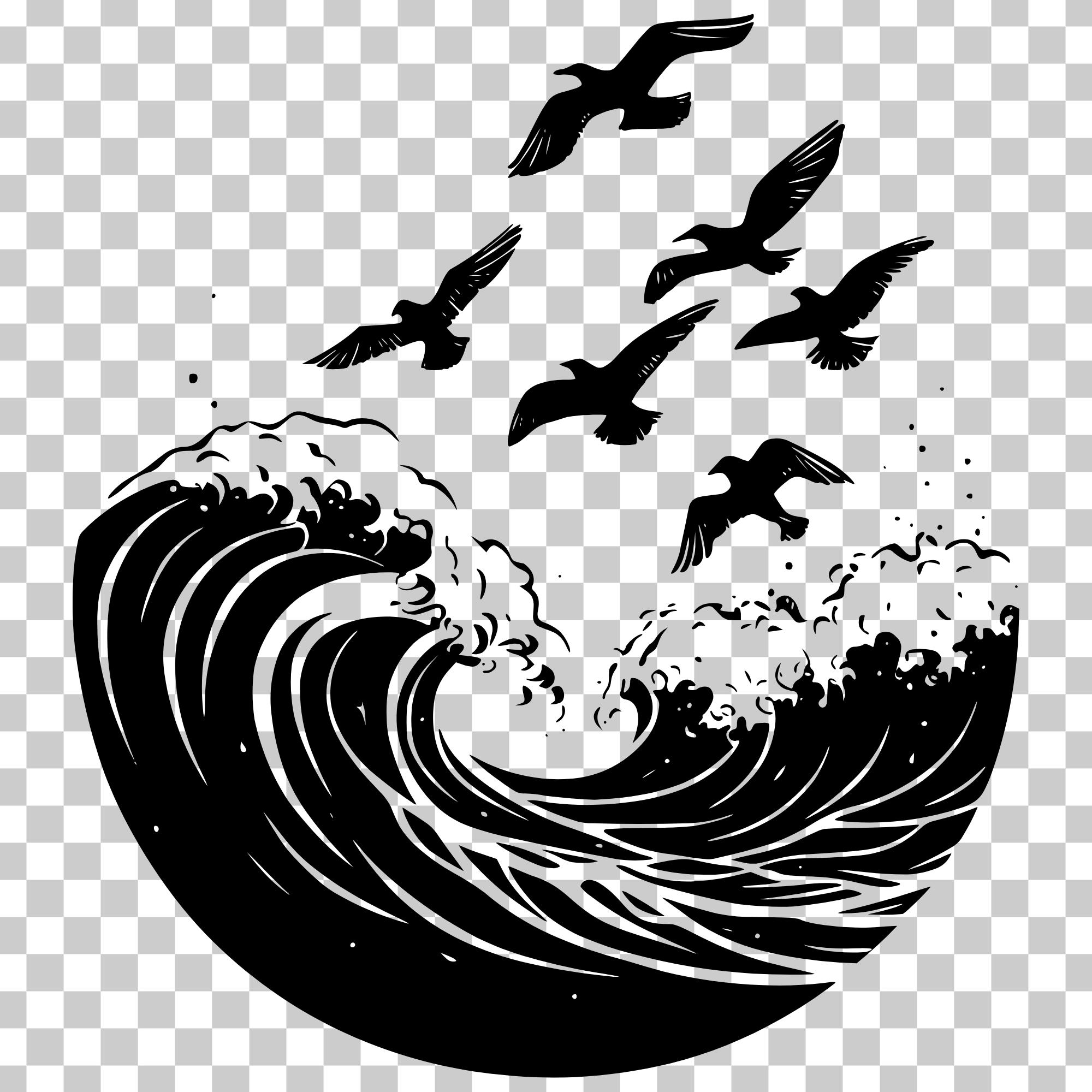 Waves With Seagulls SVG, Ocean Scene Vector (digital Download) - Etsy