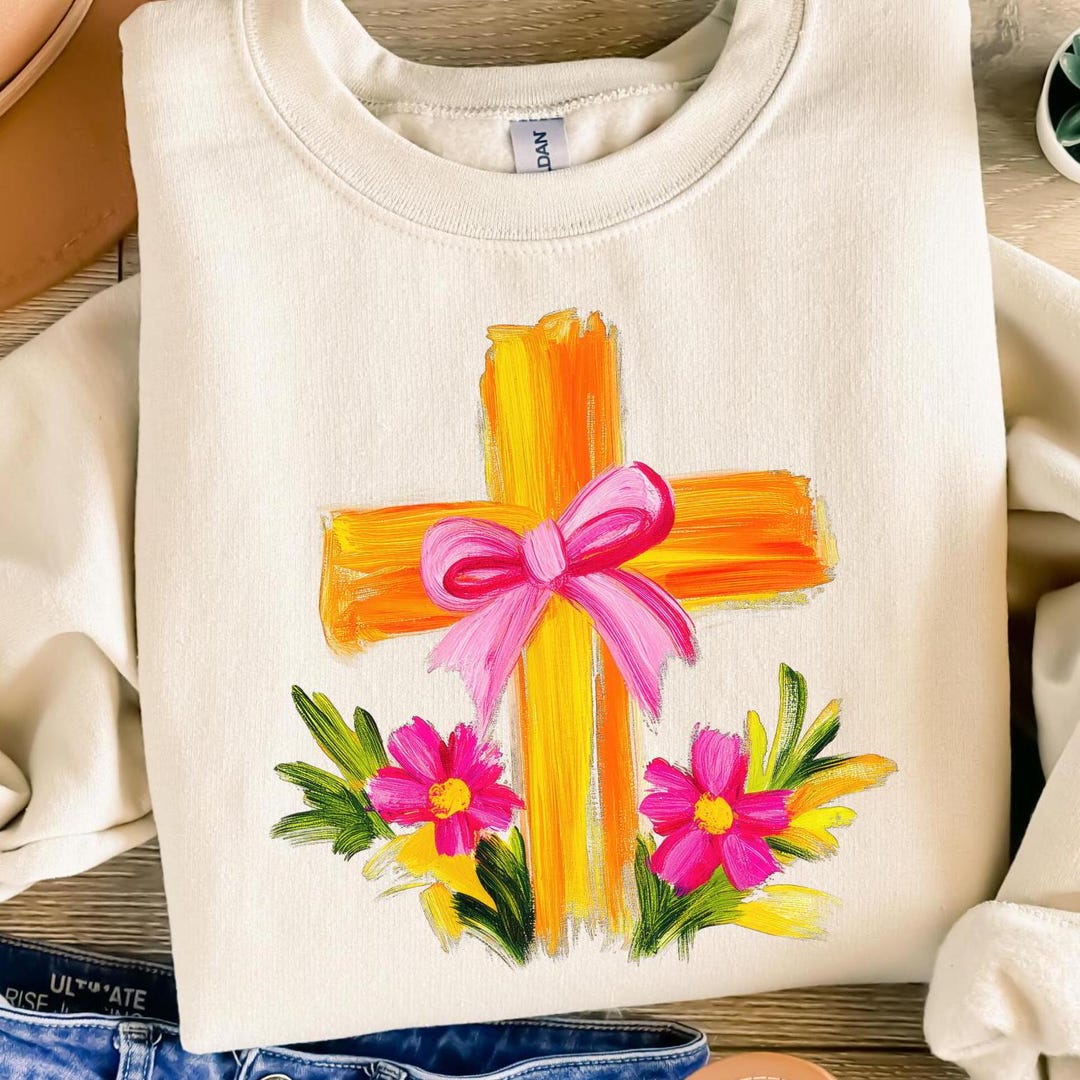 Trendy Bright Ribbon Cross Png, Playful Religious Easter Cross Clipart ...