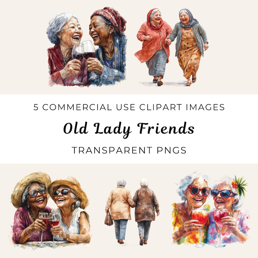 Old Lady Friends Clipart, Old Lady Png, Smiling Friends, Best Friends ...